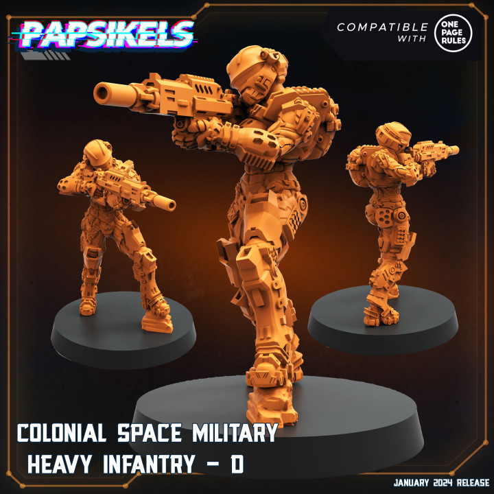 3D Printable HUMAN SPACE MILITARY HEAVY INFANTRY D by PAPSIKELS MINIATURES