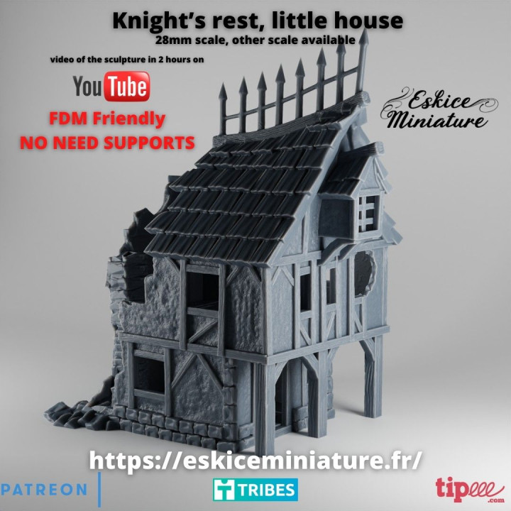 3D Printable Knight's rest, little house - 28mm by Eskice Miniature - Aron