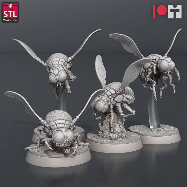 3D Printable Giant Flies Set by STL Miniatures