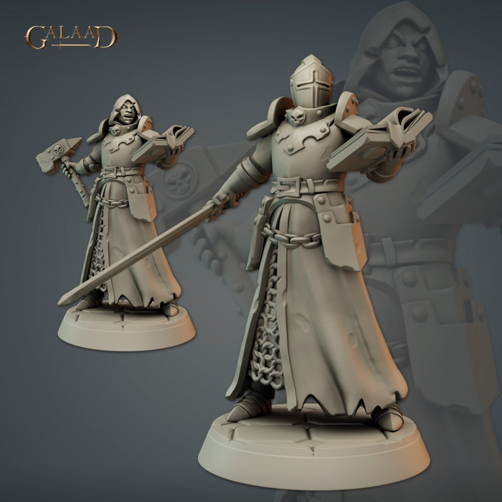 3D Printable Priest Knight casting spell + variant by Galaad Miniatures