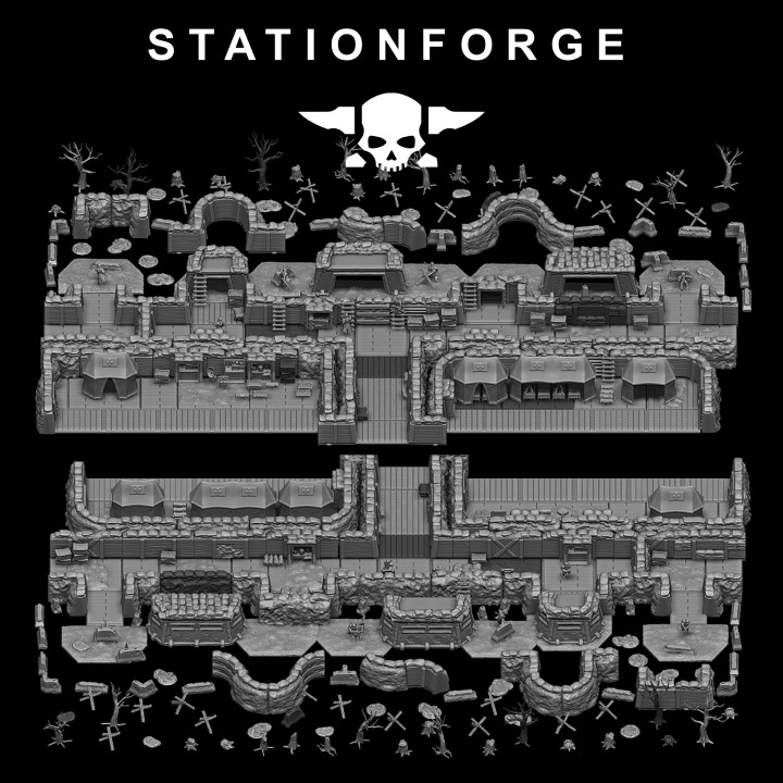 3D Printable GrimGuard Trench Terrain by Station Forge