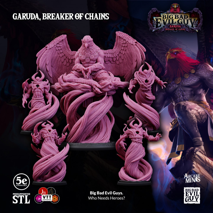 3D Printable Garuda, Breaker of Chains - Complete Bundle by Big Bad ...
