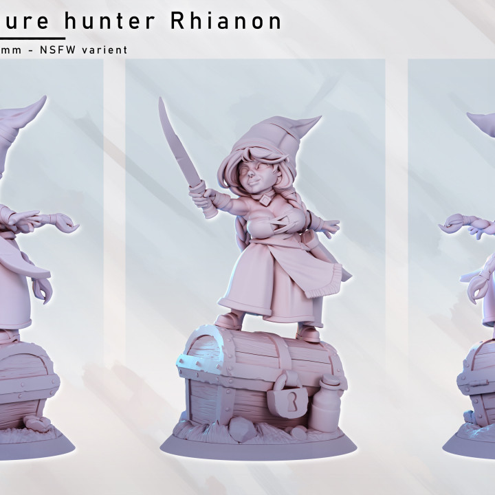 3D Printable Gnome Treasure hunter Rhianon by Gaz Minis