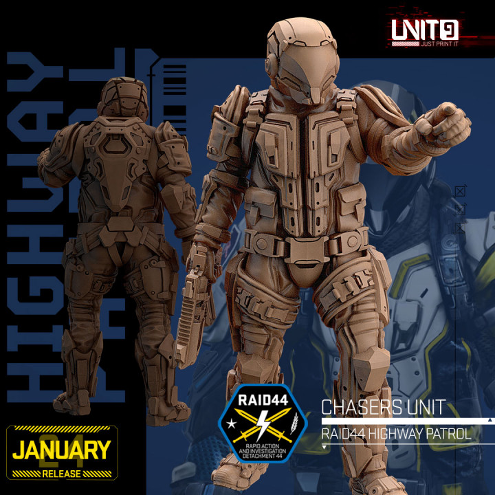 3D Printable Cyberpunk - Chaser Unit pose 04 - Police Highway Patrol by ...