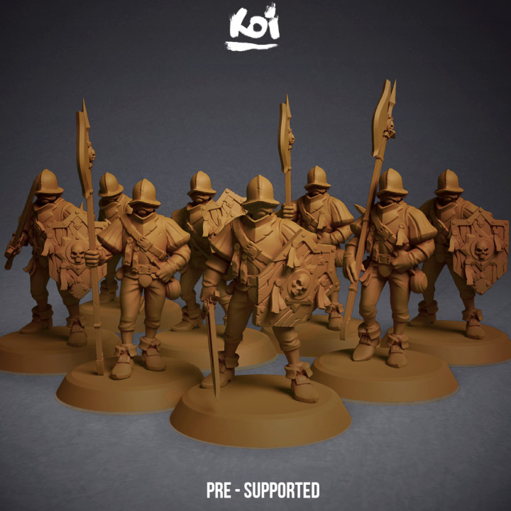 3D Printable Guildmarch Militia - Infantry Bundle by Denys Makarenko
