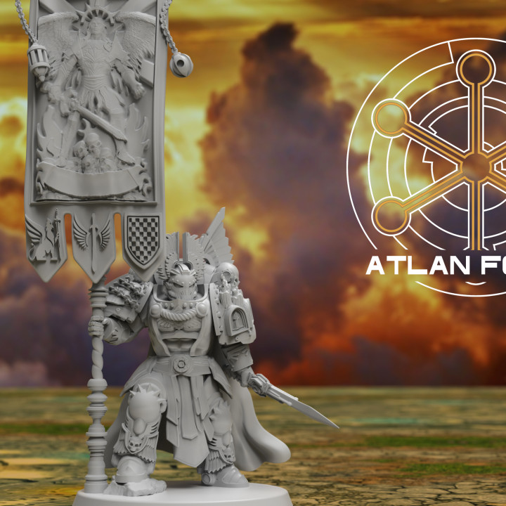 3D Printable Angelic War Banners (20) + Standard Bearer by Atlan Forge