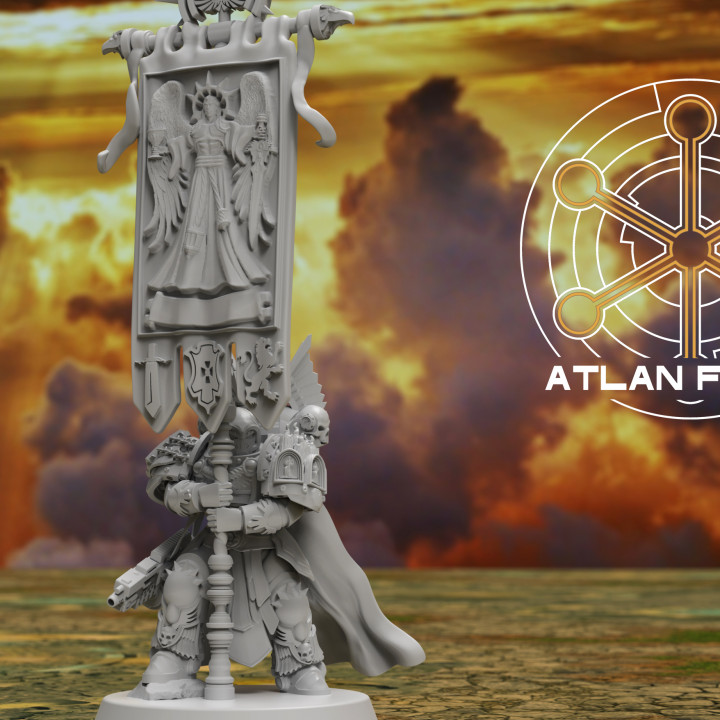 3D Printable Angelic War Banners (20) + Standard Bearer by Atlan Forge
