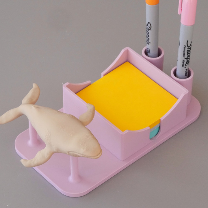 3D Printable Whale Post-It dispenser by Philippe Barreaud