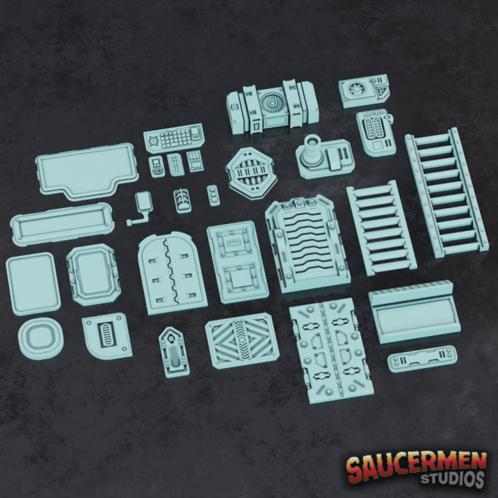 3D Printable Sci-fi Greebles STL – Pack 3 by Saucermen Studios