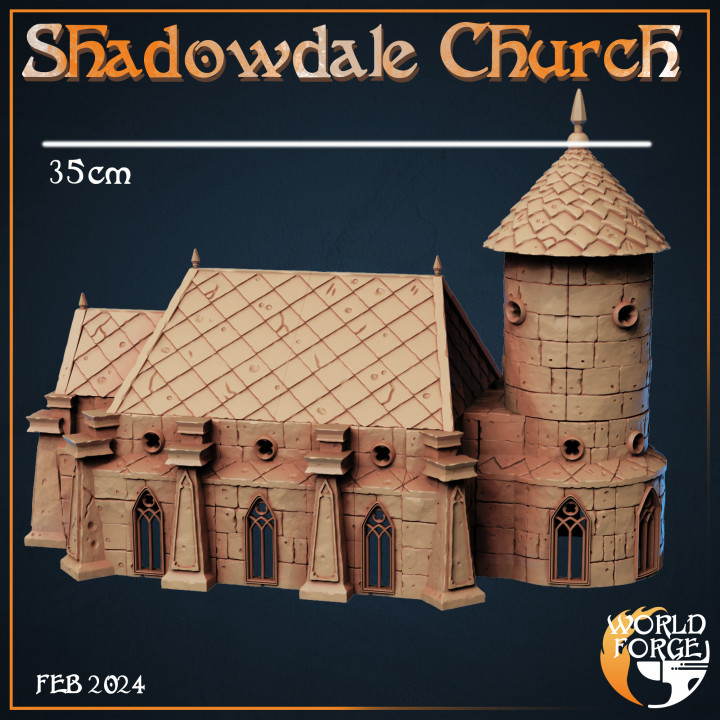 3D Printable Shadowdale Church by World Forge Miniatures