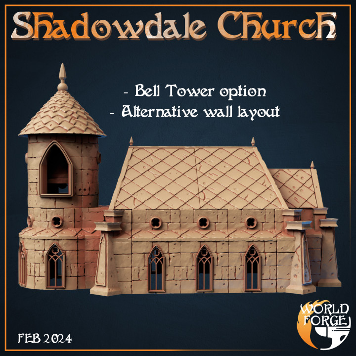 3D Printable Shadowdale Church by World Forge Miniatures