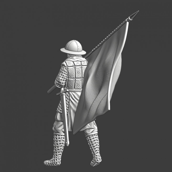 3D Printable Wounded medieval soldier walking with banner by Northern ...
