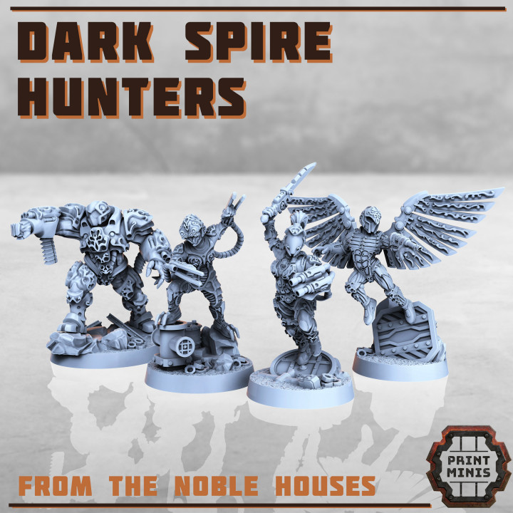 3D Printable Dark Spire Hunters x4 by Print Minis
