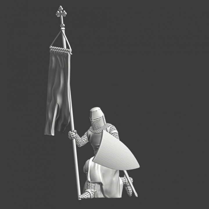 3D Printable Medieval Knight kneeling with crusader banner by Northern ...