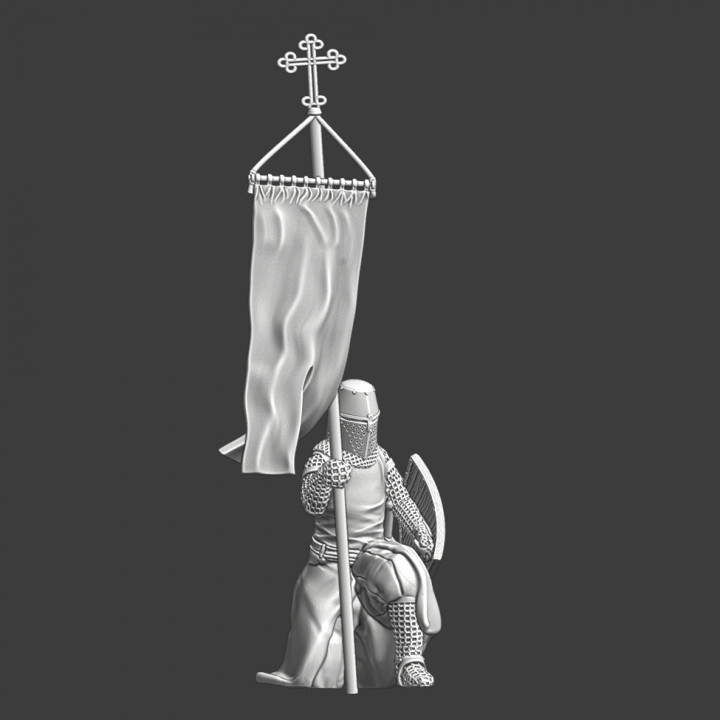 3D Printable Medieval Knight kneeling with crusader banner by Northern ...