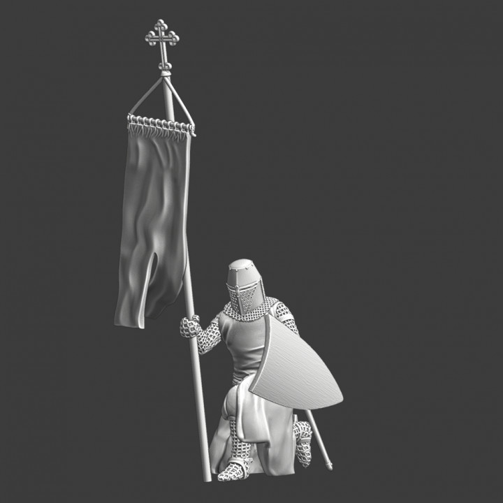 3D Printable Medieval Knight kneeling with crusader banner by Northern ...