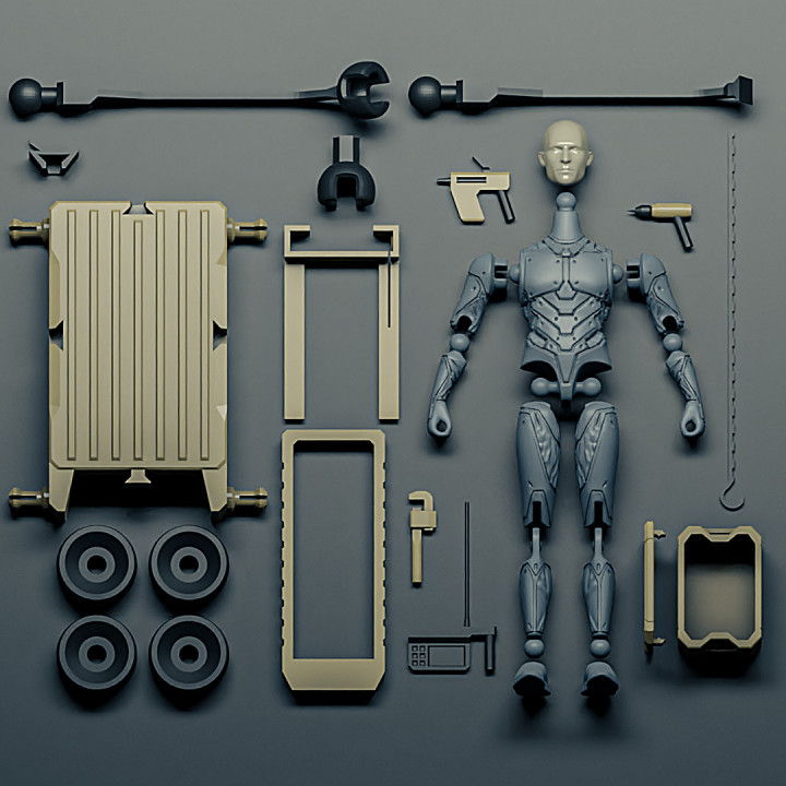 3D Printable Pilot Mechanic Action Figure 1/18 by Kmech