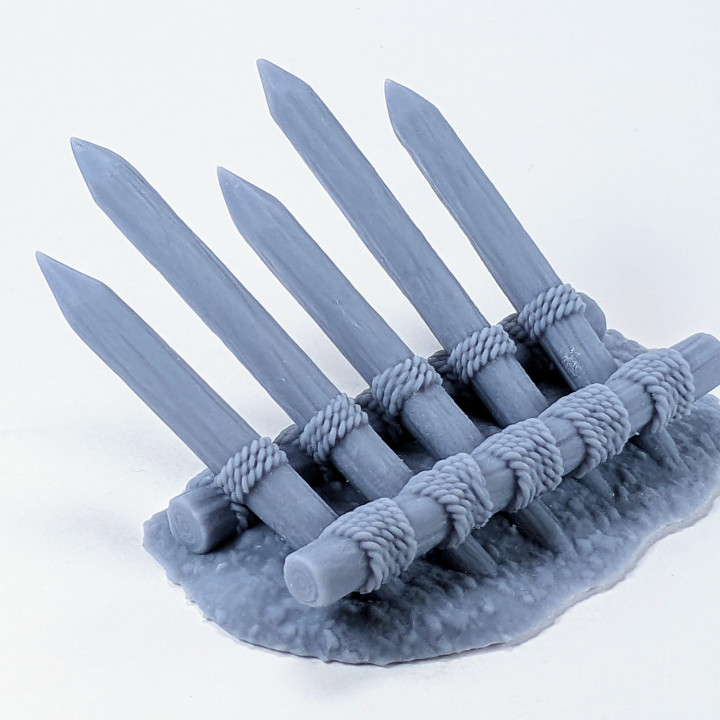 3D Printable Wooden Stake Barricade by Custom Miniature Maker