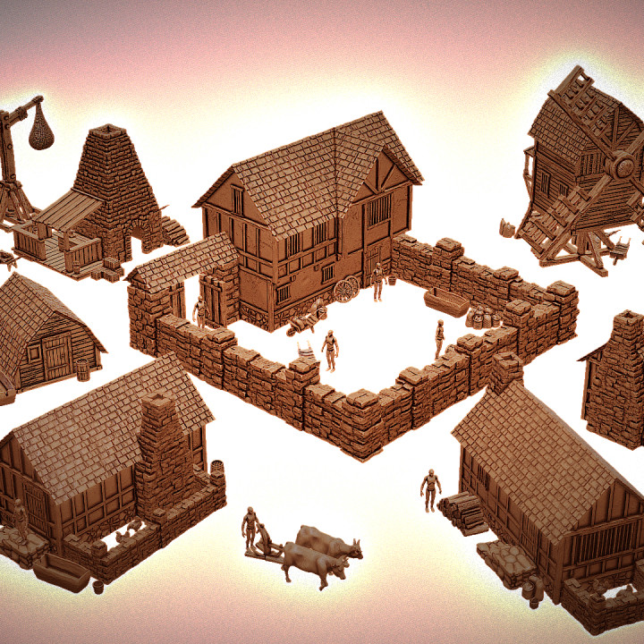 3D Printable English Village Set #1 by Key Capas