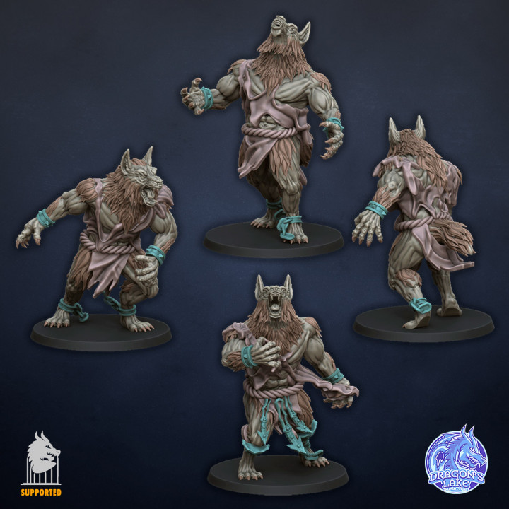 3D Printable Werewolves by Dragon's Lake Miniaturas