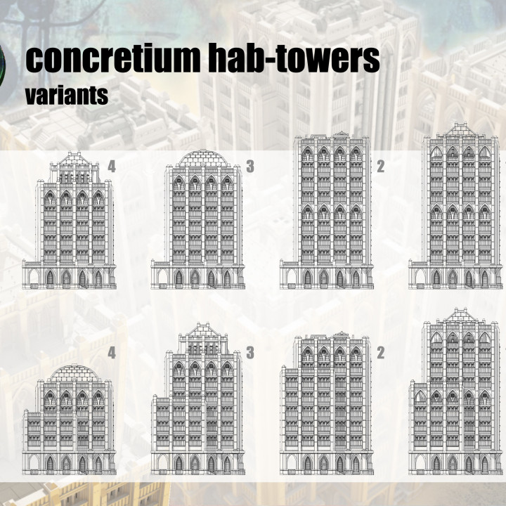3D Printable concretium hab-towers for 8-12mm war-games by ...