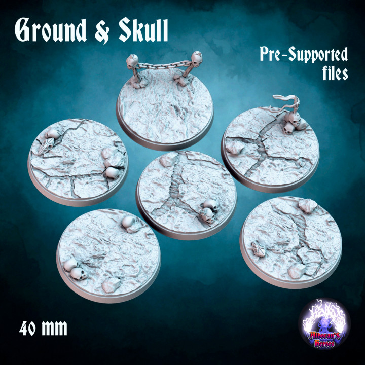 3D Printable Ground & skull bases - 40mm by Alboran's Heroes
