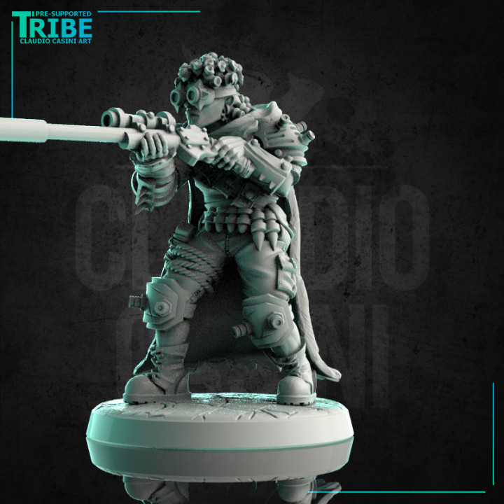 3D Printable (0190) Male post-apocalyptic sci-fi sniper bounty hunter ...