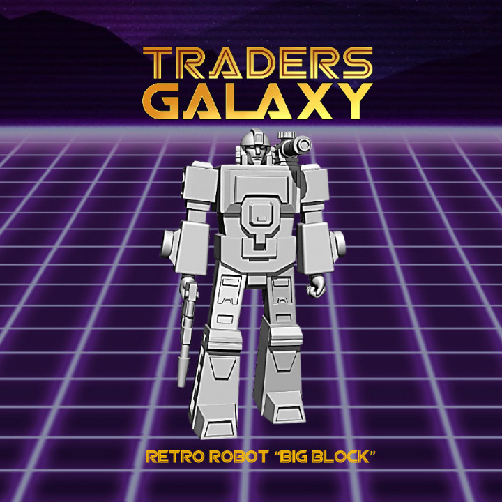 3D Printable Retro Robot - Big Block by Traders Galaxy Miniatures and Games