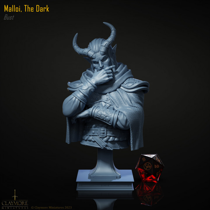 3D Printable Malloi, the Dark - Bust by Claymore Miniatures