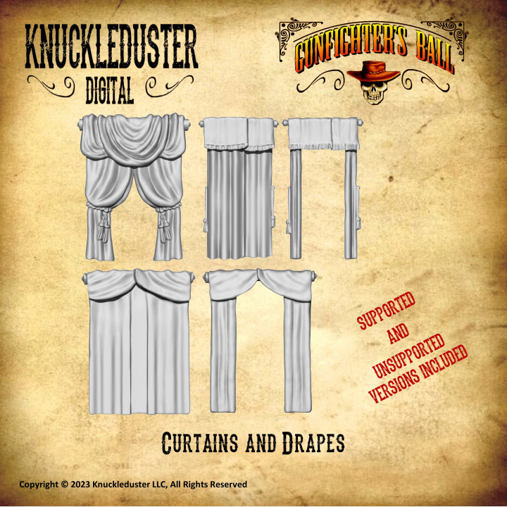 3D Printable 28mm Curtains by Knuckleduster Digital