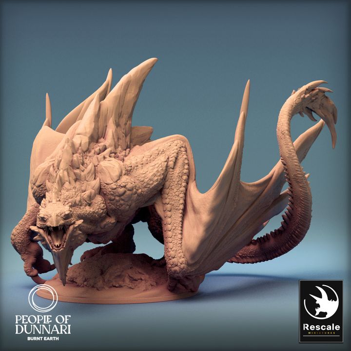 3D Printable Sand Wyvern Stand by Rescale Miniatures