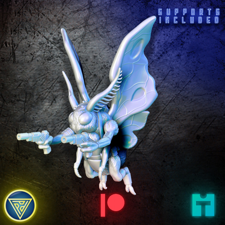 3D Printable Moth Alien Set 2 by Print Paint Play