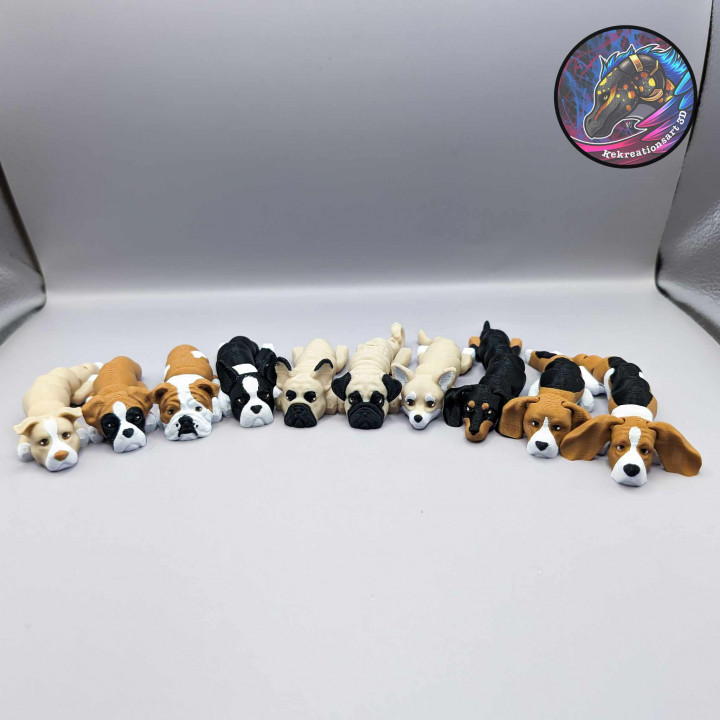 3D Printable Baby Flexi Dog Keychain Set 3 (set of 10) by Kirsten M
