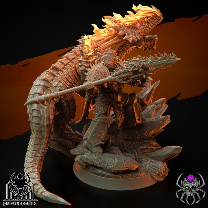 3D Printable Flame Lizards Relic Keeper (BuildKit) by EightLegsMiniatures