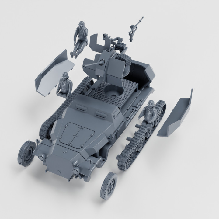 3D Printable Half-track Sd.Kfz.251/17 Ausf.C with 2cm Flak 38 + Crewmen ...