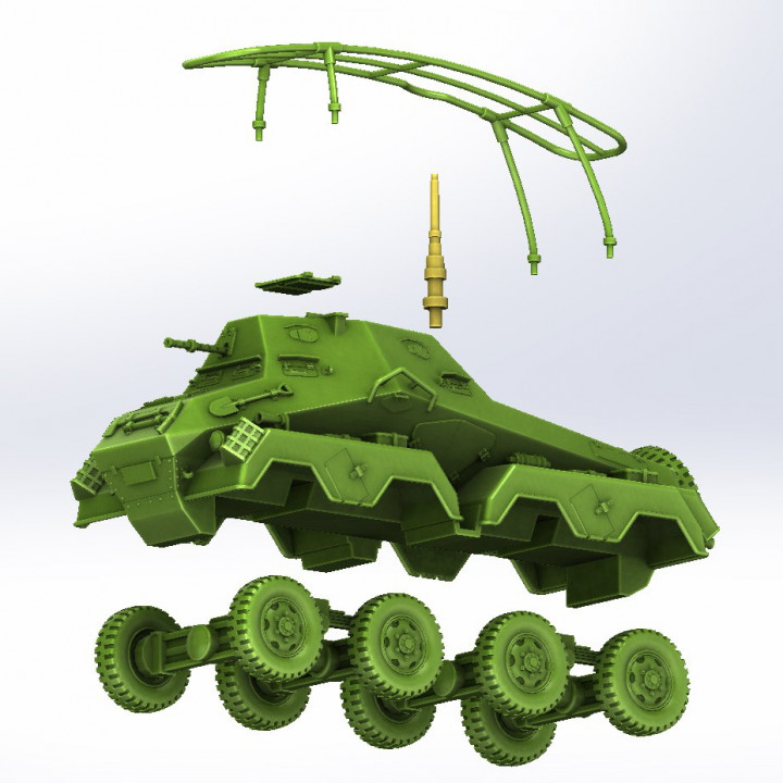 3D Printable Sd.Kfz.263 Funkspähwagen (8 Rad) + 2 Tankmen (Germany, WW2 ...