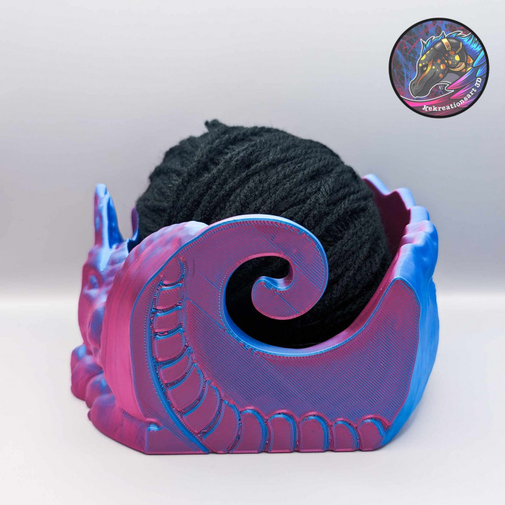 3D Printable Dragon Yarn Bowl by Kirsten M
