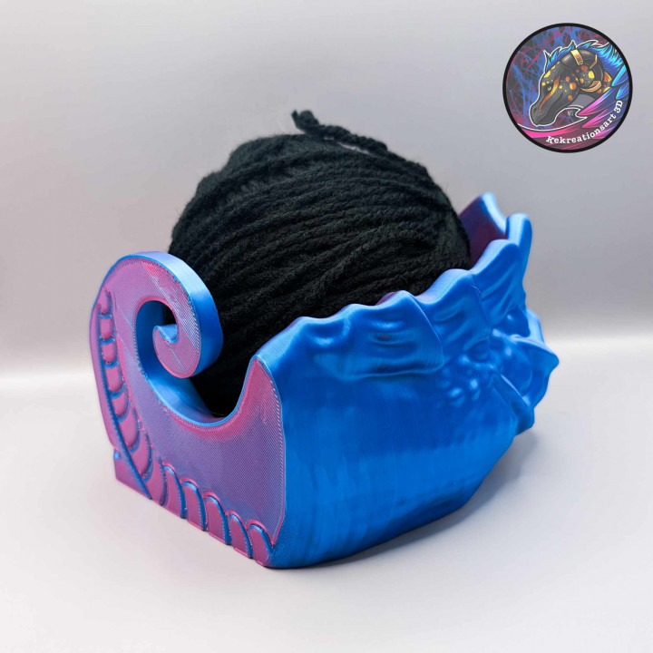 3D Printable Dragon Yarn Bowl by Kirsten M