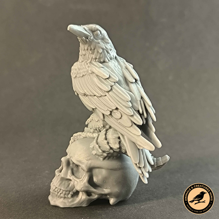 3D Printable Raven on demon skull by Animals & Creatures Minis