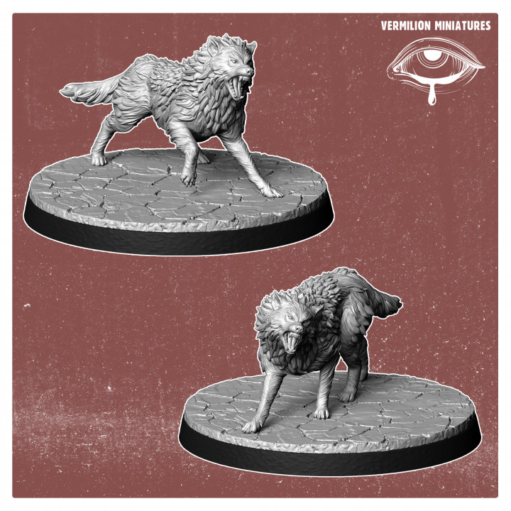 3D Printable 2 Hounds by Vermilion Miniatures