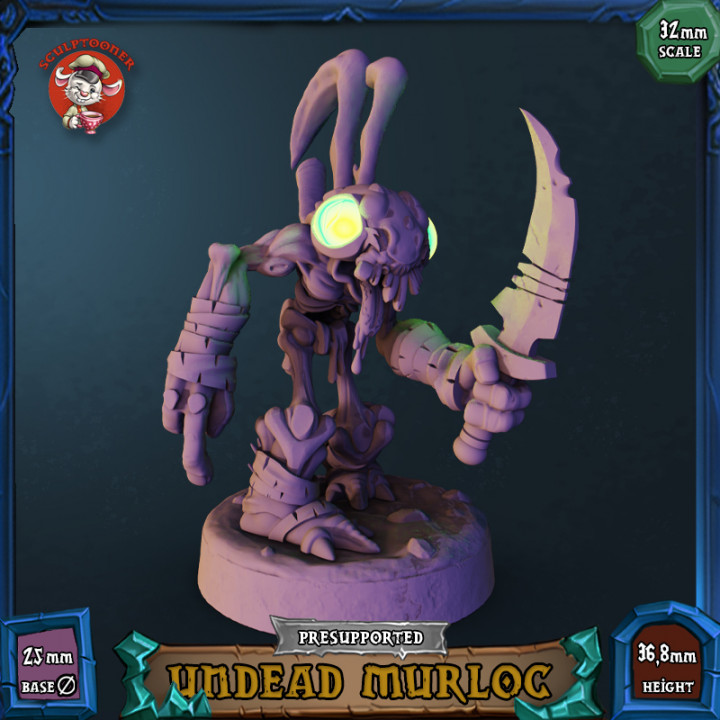3D Printable Undead Murloc - 32mm scale pre-supported miniature by ...