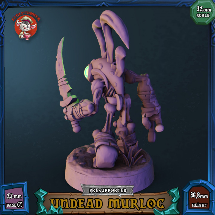 3D Printable Undead Murloc - 32mm scale pre-supported miniature by ...