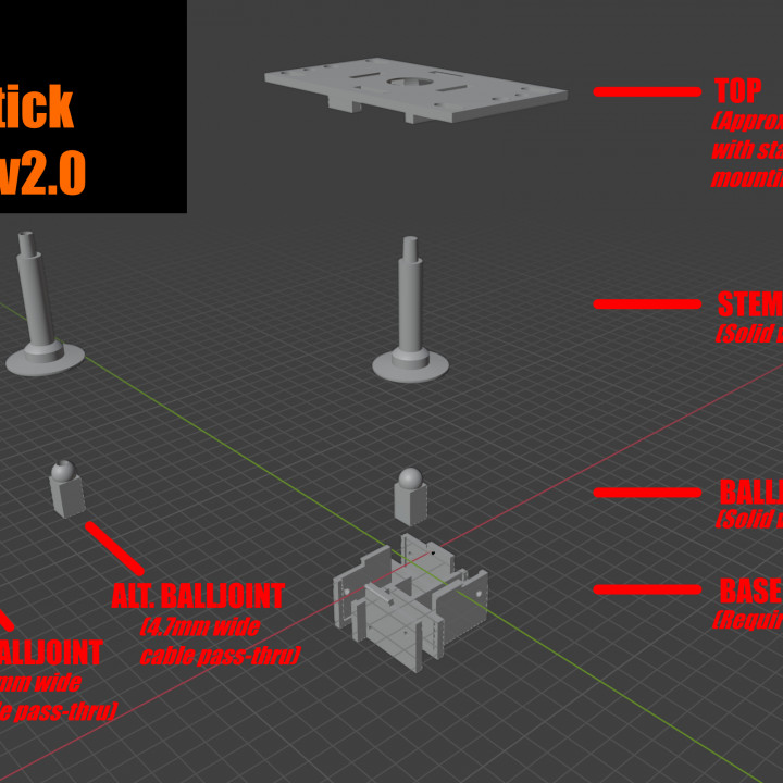3D Printable Arcade Joystick Mechanism V2.0 - STL Version! by Adam Freeman