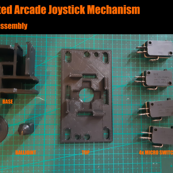 3D Printable Arcade Joystick Mechanism V2.0 - STL Version! by Adam Freeman