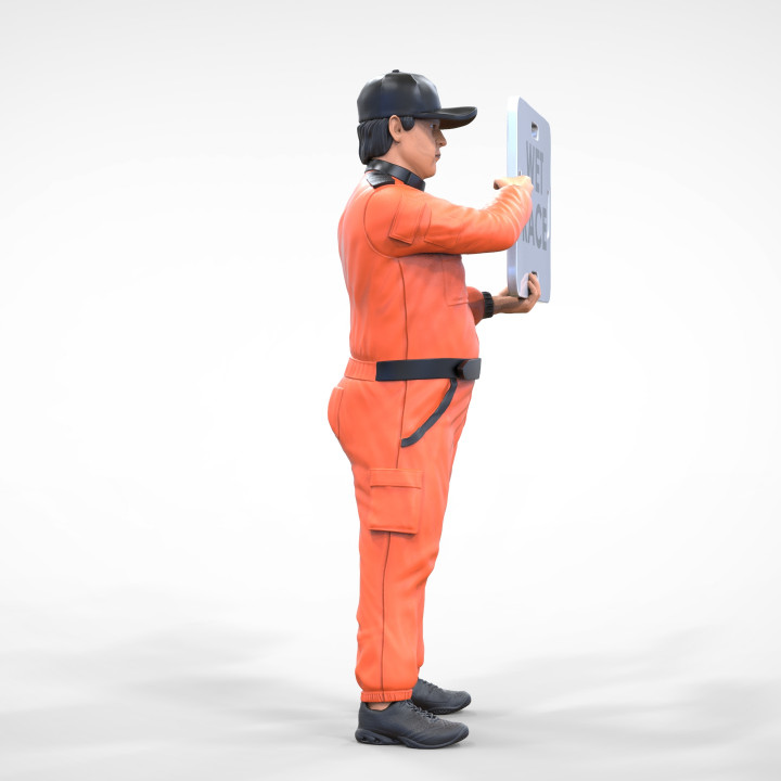 3D Printable N4 Race Marshal with sign by 3DP Miniatures