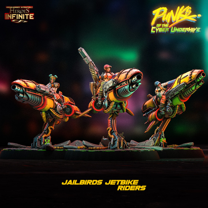 3D Printable Jailbirds Jetbike Riders by Heroes Infinite