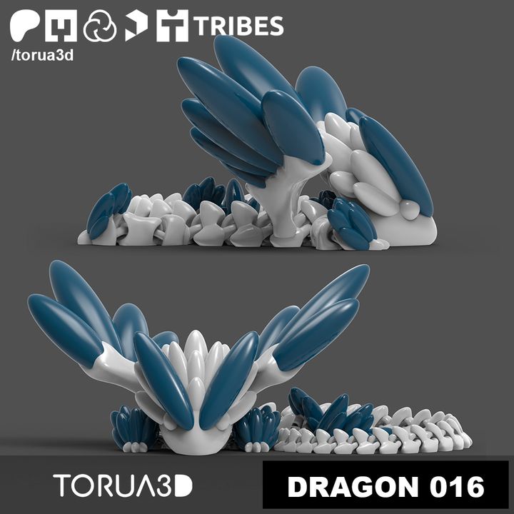 3d Printable Articulated Dragon 016 Stl File No Supports Print In