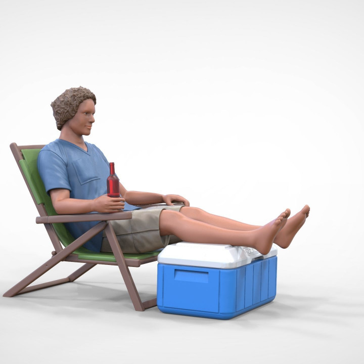 3D Printable N1 Chillout guy with Armchair and umbrella 3D print model ...