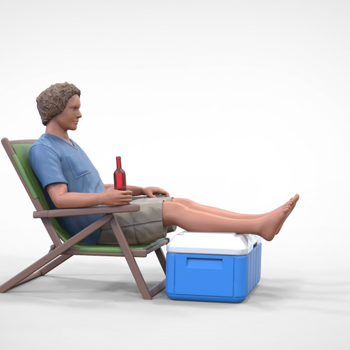 3D Printable N1 Chillout guy with Armchair and umbrella 3D print model ...