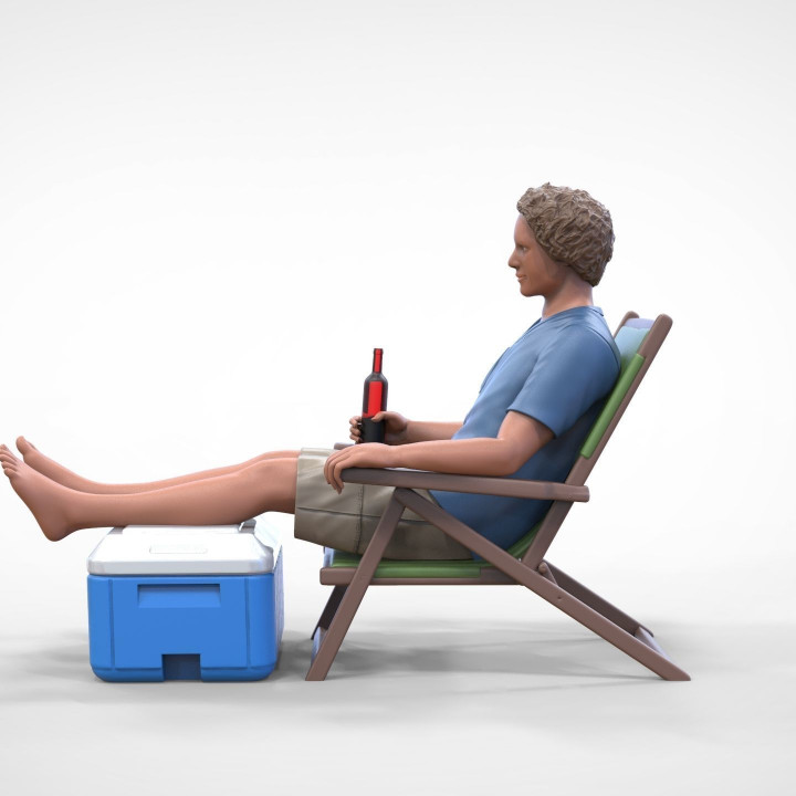 3D Printable N1 Chillout guy with Armchair and umbrella 3D print model ...